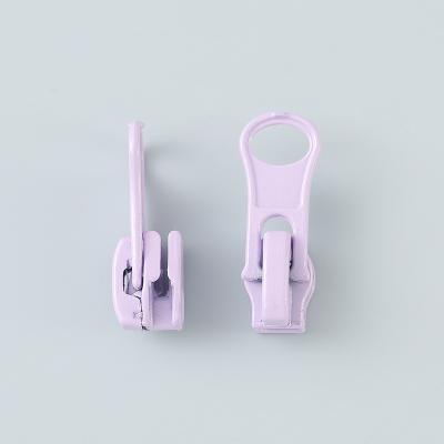 China Durable Purple Auto Lock Slider 3# Nylon Secure Zipper Slider For Clothing for sale