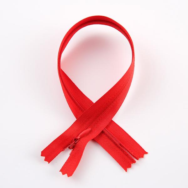 Quality Sleek Close End Red Invisible Zipper #3 Nylon Semi Auto Lock Concealed Zipper for sale