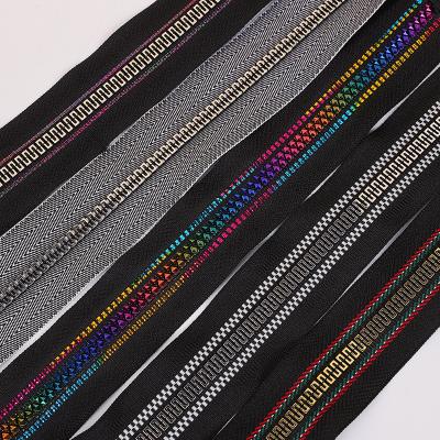 China Front Opening #5 Resin Zipper Gold Tooth Open End Zipper For Jackets for sale