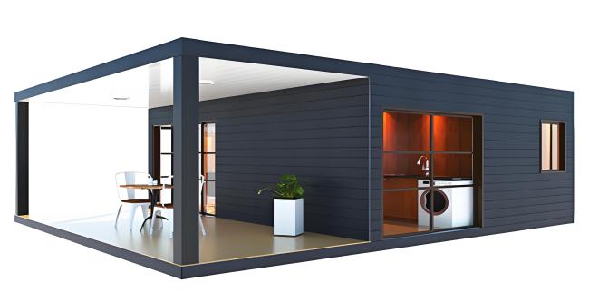 Modern prefab backyard studio with aluminum glass windows