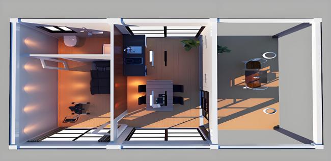 Customizable light steel frame backyard studio interior