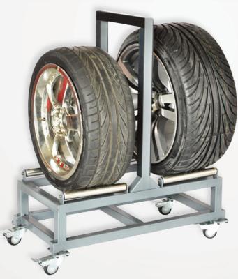 Китай Modern Black Metal Tire Display Rack with Adjustable Height Wheels and Sturdy Design продается