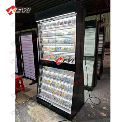 China Customize Acrylic Collectable Sports Cards Floor Stand Led Lights Metal Frame Showcase Collectible Trading Card Display Case for sale