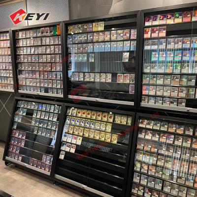 China Factory Floor Standing Clear Acrylic Metal Trading Card Display Cabinet Collectible Baseball Sports Card Case Adjustable Rails Display Showcase with Lockable Doors Display Rack for sale
