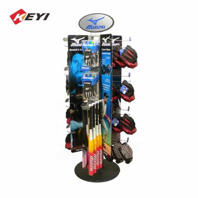 China Freestanding Slatwall Display Rack Holder Baseball Bat Display Stand With Hooks for sale