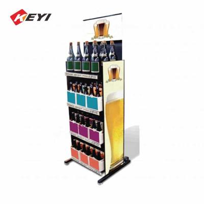 China Hot Custom Floor Standing 4 Tier Metal Shelf Beer Display Stand Rack for sale