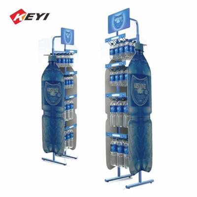 China Supermarket Metal Hanging Mineral Water Bottle Display Stand Rack for sale