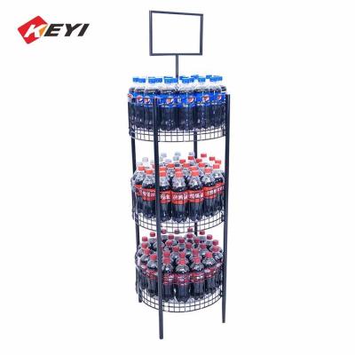 China Coca-Cola Drinks Stand Floor Metal Beverage Display Rack For Retail for sale
