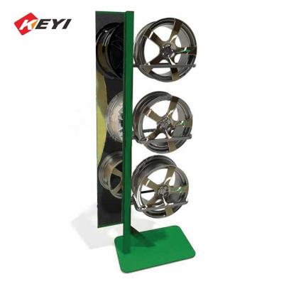 China Custom Retail Floor Car Wheel Stand Wheel Rim Display Rack For 3 Alloy Wheel for sale