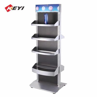 China Custom Design Double Sided Floor Metal Shower Gel Display Stand Shampoo Display Rack for sale
