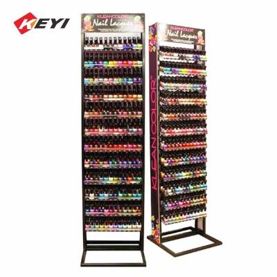 China Cosmetics Retail Store Floor Metal Stand Nail Polish Display Rack for sale