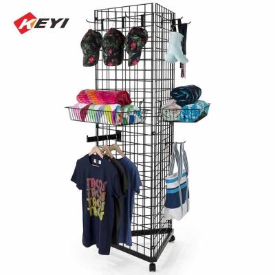 China Multifunction Metal Wire Mesh Floor Gridwall Triangle Display Racks for sale