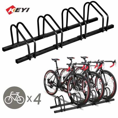 China Easy To Assemble Bicycle Storage Rack Black Metal 4 Bike Parking Rack for sale