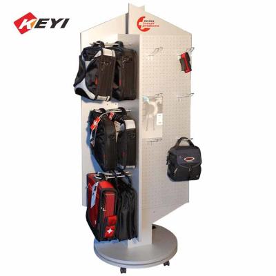China Floor Standing Rotating Bag Display Stand Hanging Handbag Display Rack for sale