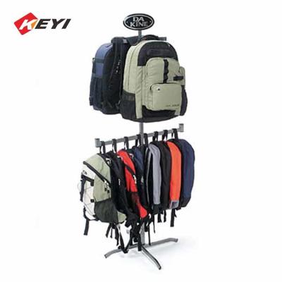 China Factory Custom Floor Metal Hanging School Bag Display Rack For Retail for sale