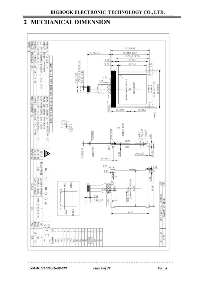 LCD Display Technical Drawing