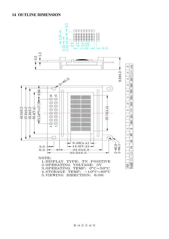 8x2 Character LCD Display front view