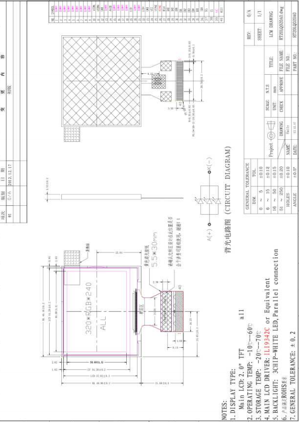 2.0 Inch TFT LCD Display front view