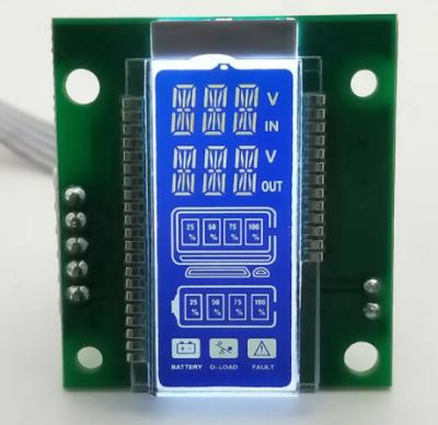 China Customized 7 Segment LCD Display HTN Blue Background White Backlight SMT_HT1621 for sale