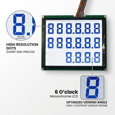 China 6 O'clock Monochrome LCD Panel , Dot Matrix LCD Display 160x128 for sale