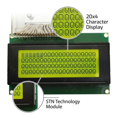 China STN Yellow Green Monochrome LCD Display Module 20x4 Character LCD Display 16 pin for sale