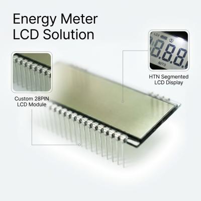 China White Backlight Custom LCD Screen HTN Segmented 28PIN Energy Meter LCD Display for sale