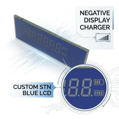 China Custom STN Blue LCD 7 Segment LCD Display Negative  For Charger for sale