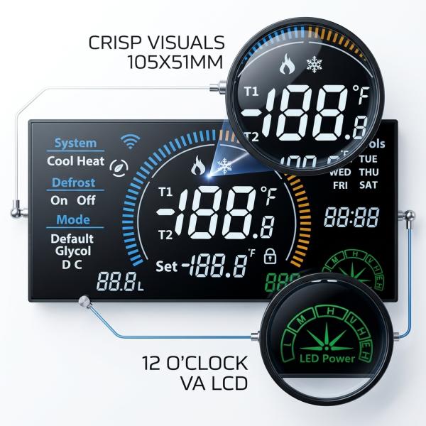 Quality 12 O'Clock Viewing Angle VA LCD Panel 3.3V With 105(W)*51(H) Mm Viewing Area for sale