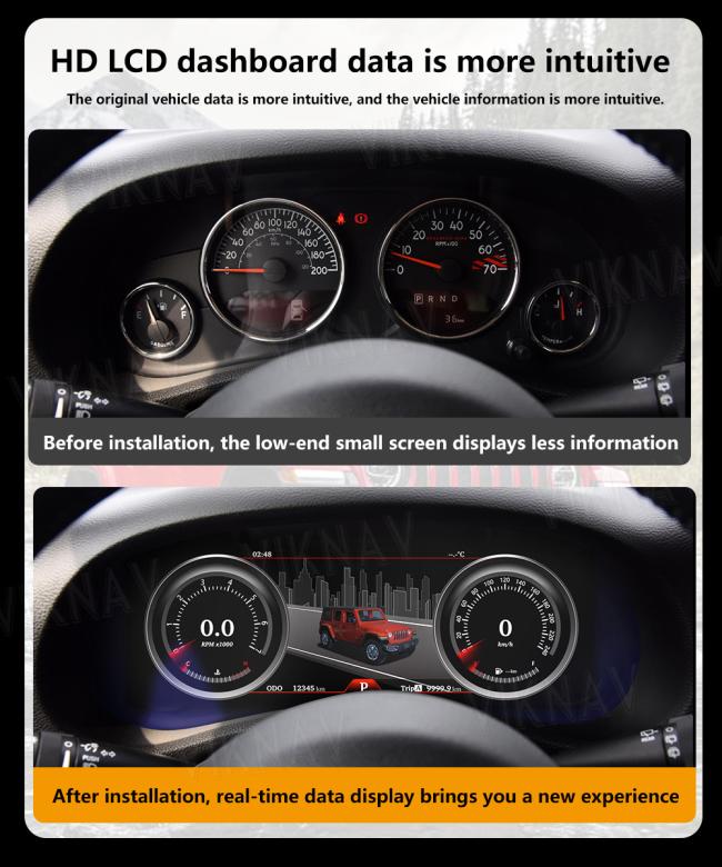Digital Dash Instrument Cluster for 2011-2017 Jeep Wrangler JK Digital Gauge Instrument Speedometer Replacement
