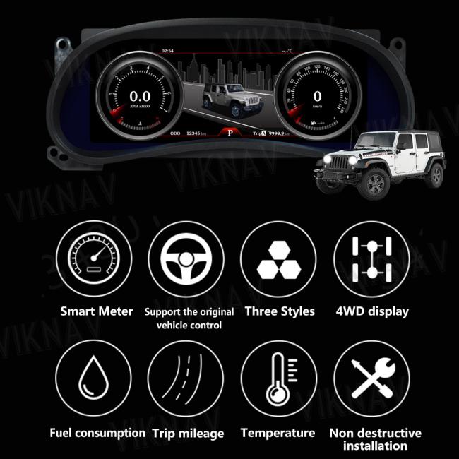 Digital Dash Instrument Cluster for 2011-2017 Jeep Wrangler JK Digital Gauge Instrument Speedometer Replacement