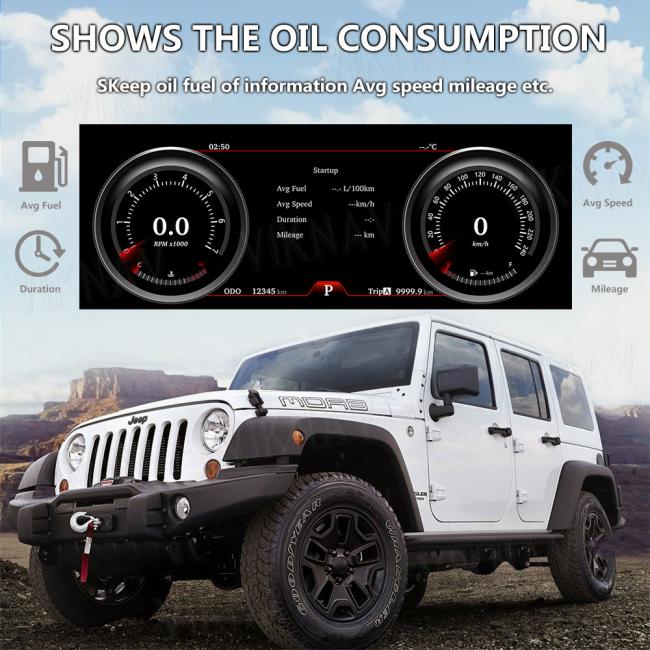 Digital Dash Instrument Cluster for 2011-2017 Jeep Wrangler JK Digital Gauge Instrument Speedometer Replacement