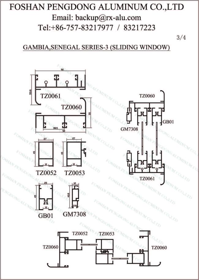 Profilo di alluminio della Gambia di vendita calda per la finestra