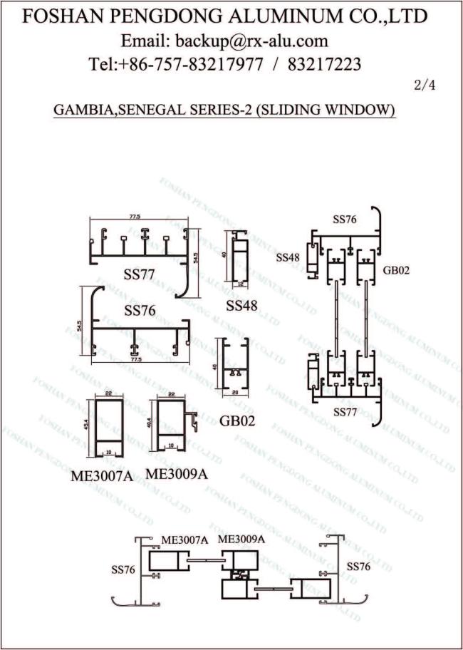 Profilo di alluminio della Gambia di vendita calda per la finestra