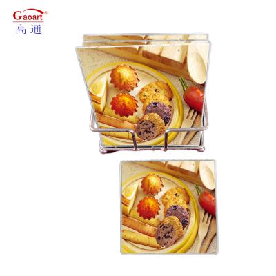 Cina Custom Square Clear Float Glass Cutting Board with Handle and Tempered Glass Coaster in vendita