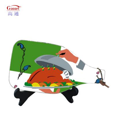 Cina Sustainable White Chopping Block Kitchen Round Tempered Glass Cutting Board With Handle in vendita