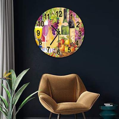 Cina 12inch Customized Size Glass Time Sublimation Hanging Wall Clock for Living Room in vendita