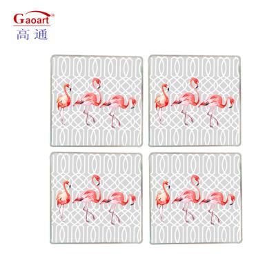 China Customized Logo Tempered Round Square Beaded Portable Wine Glass Coasters Set for Drinks for sale