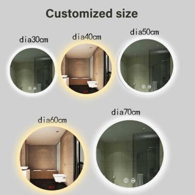 Cina Decorazione del bagno dell'hotel Specchio semicircolare con piccolo retroilluminazione e touch screen in vendita