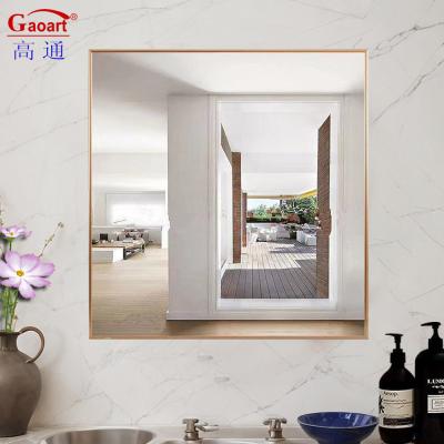 Cina Specchio di vetro in stile Art Deco per grande decorazione di cornici da bagno in metallo dorato in vendita