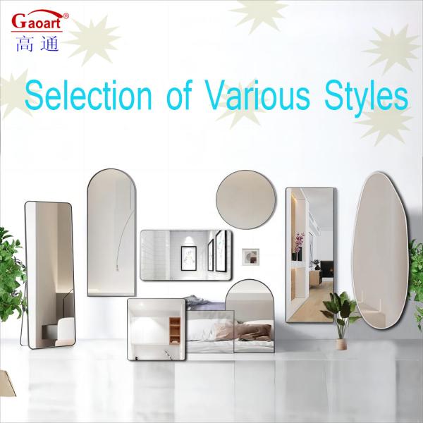 Quality Black Aluminum Sticker Gold Frame Oval Glass Mirror Wall Hanging Art for for sale
