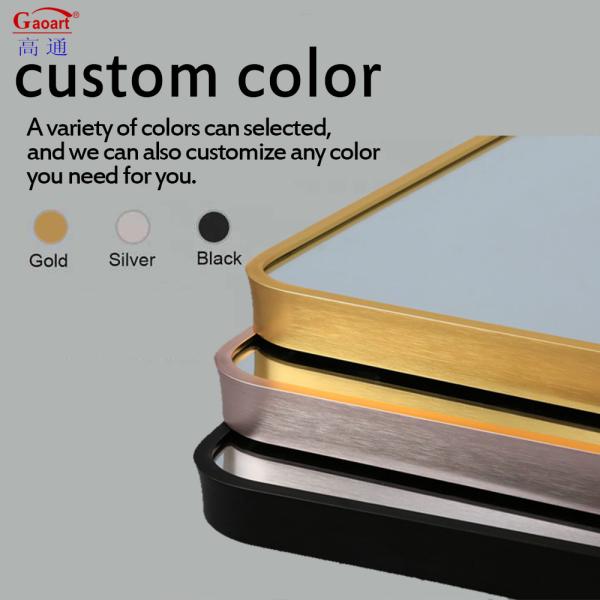 Quality Black Aluminum Sticker Gold Frame Oval Glass Mirror Wall Hanging Art for for sale