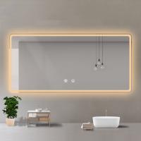 China Rectangle Illuminated Bathroom Vanity Mirror With Screen Touch Switch And Waterproof LED Strip for sale