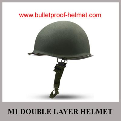 Chine Casque en acier fort de la Chine de Double-couche militaire bon marché en gros de la couleur verte M1 à vendre