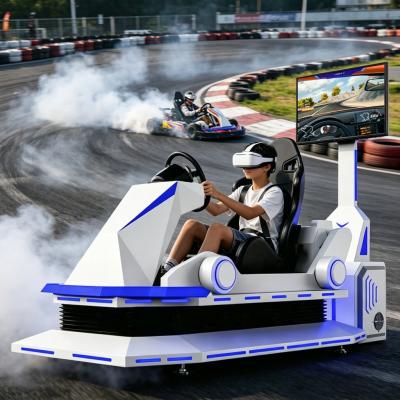 China VR Karting Racing Car Black or White 9D Virtual Reality Kart Simulator Amusement Game Machine Racing Motion Simulator for sale