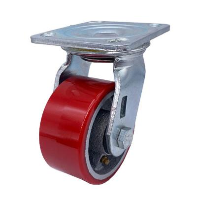 中国 100mm Polyurethane Cast Iron Wheel Precision Ball Bearing Caster Wheel 販売のため