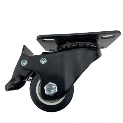 China 50mm Black Lockable Polyurethane Swivel Caster Wheels For Industry for sale