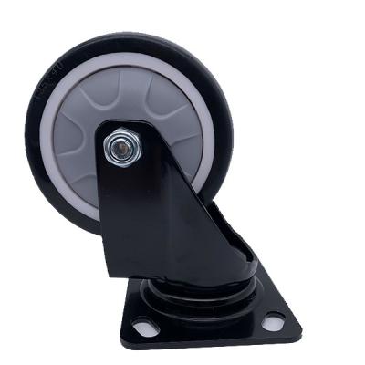 中国 360度の上の版が付いている8インチの黒PUの旋回装置の足車 販売のため