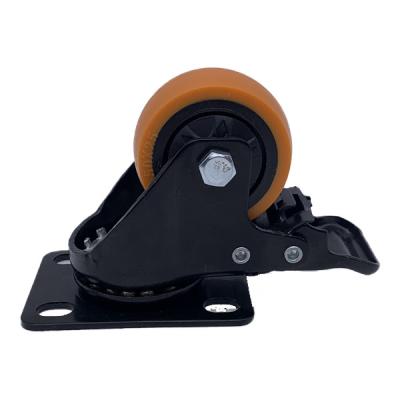 China Dual Locking Swivel Plate Polyurethane Caster Wheels 2 Inch for sale