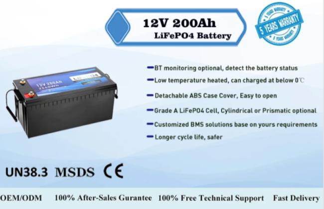 12V 200 Ah Lifepo4 Battery 200 Amp Hour Lithium Ion Battery 12volt ...