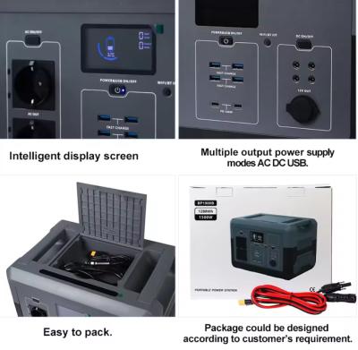 China Hot Sales High Capacity 1500W 1280Wh UPS Functions Bidirectional Inverter Lithium Ion Outdoor Portable Power Stati for sale